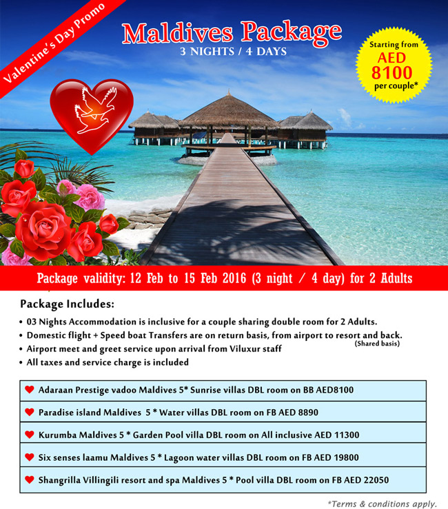 Valentine's Day Promo-Maldives Package for 3 Nights/4 Days
